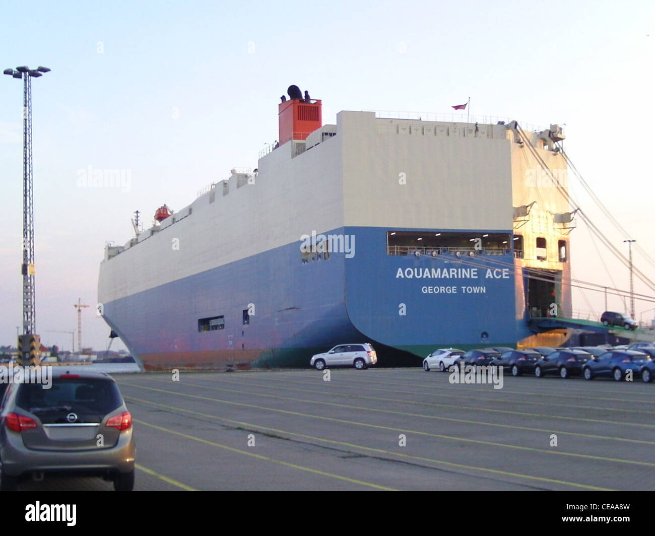 The Aquamarine Ace, a car carrier operated by Mitsui O.S.K. Lines (MOL ...