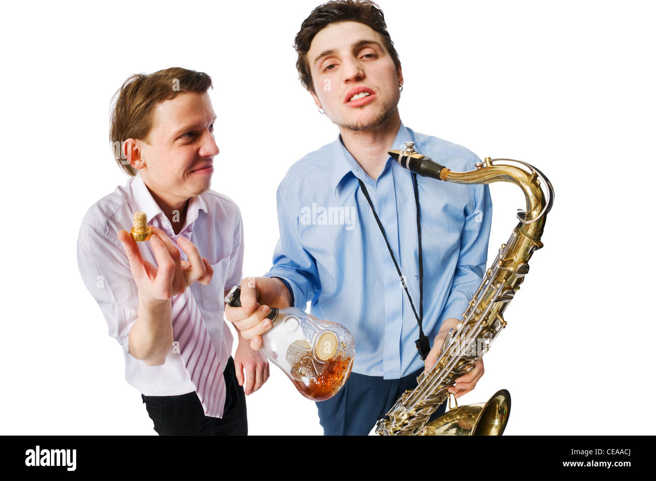 Two cool looking musicians isolated on white Stock Photo - Alamy