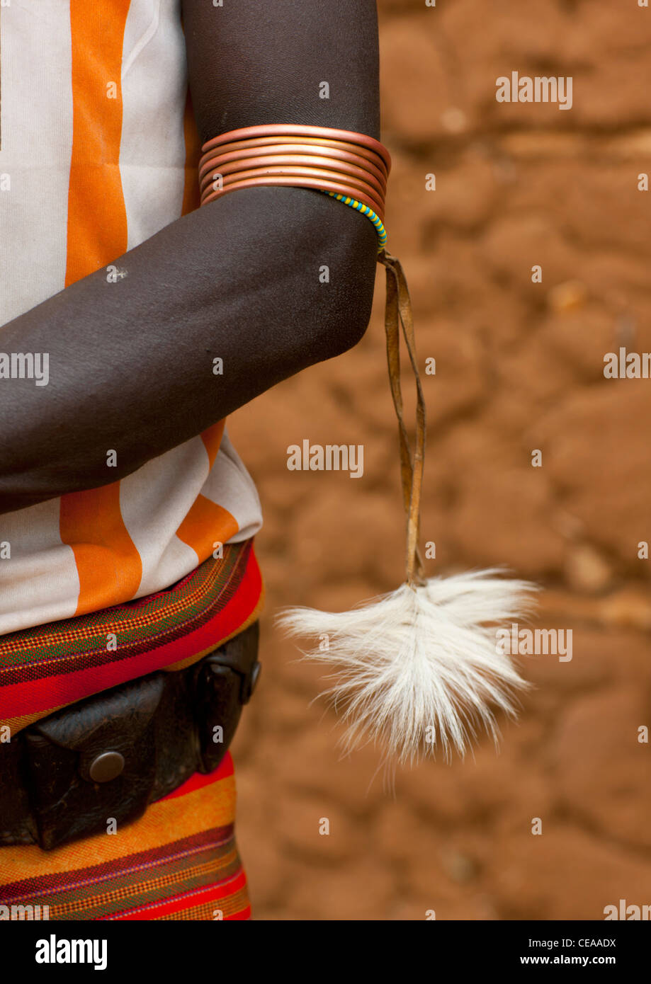 Hamer Man Forearm With Bracelet And Feather Omo Valley Ethiopia Stock ...