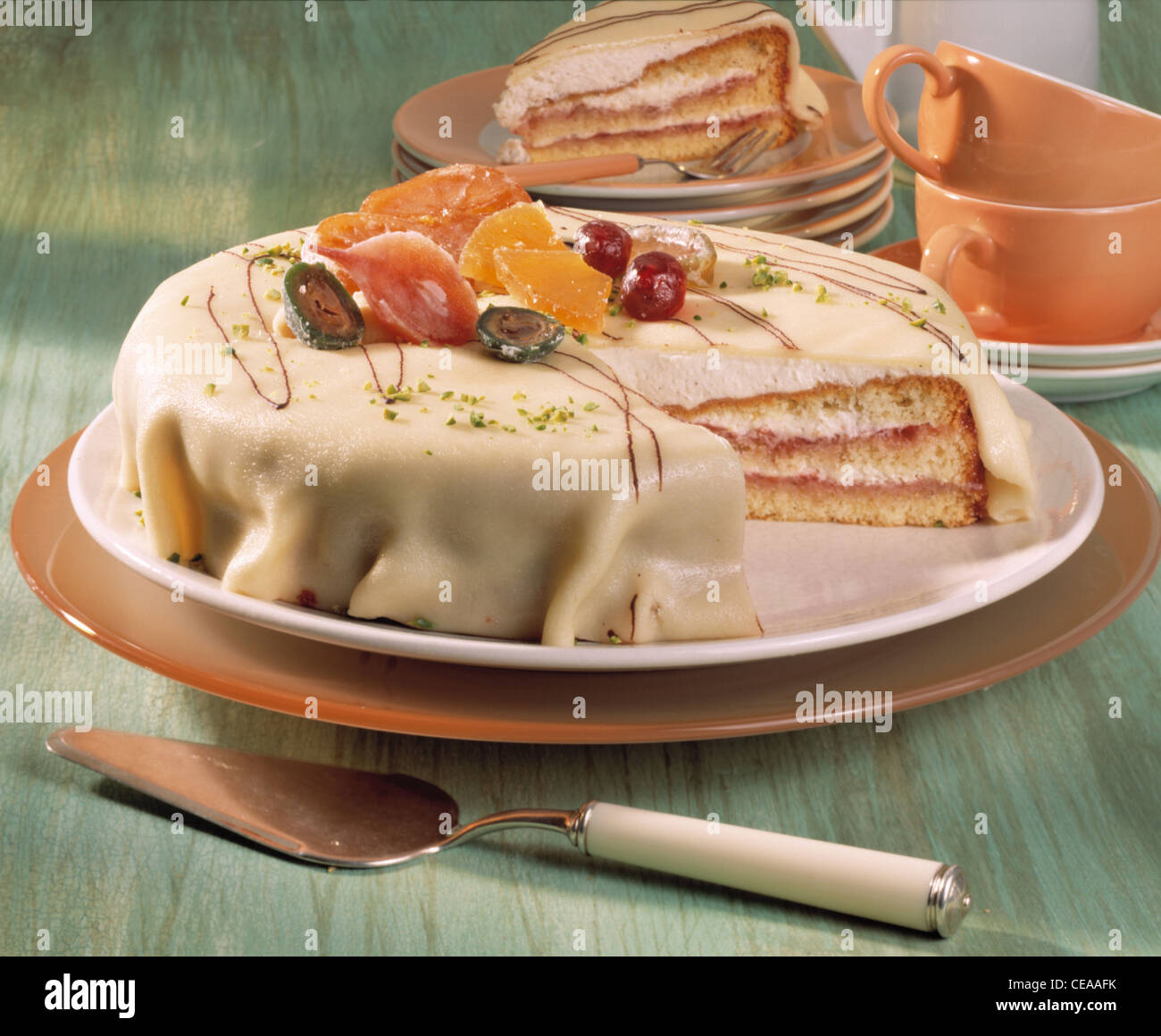 Punch - cake with vanilla - cream - filling Stock Photo - Alamy