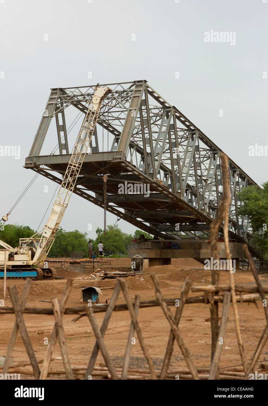 Metal Bridge Being Built Above Omo River Omo Valley Ethiopia Stock ...