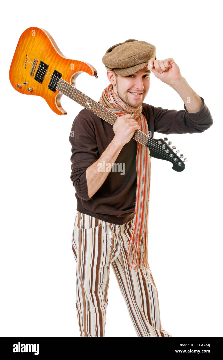 cool guitarist isolated on white background Stock Photo - Alamy