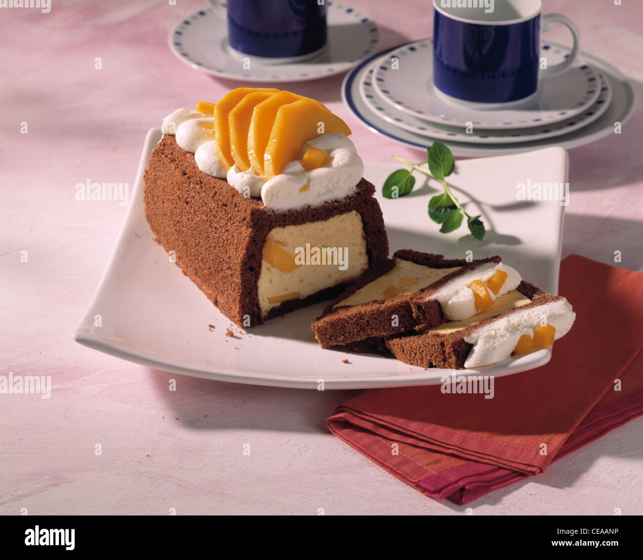 Mango - sponge cake Stock Photo - Alamy