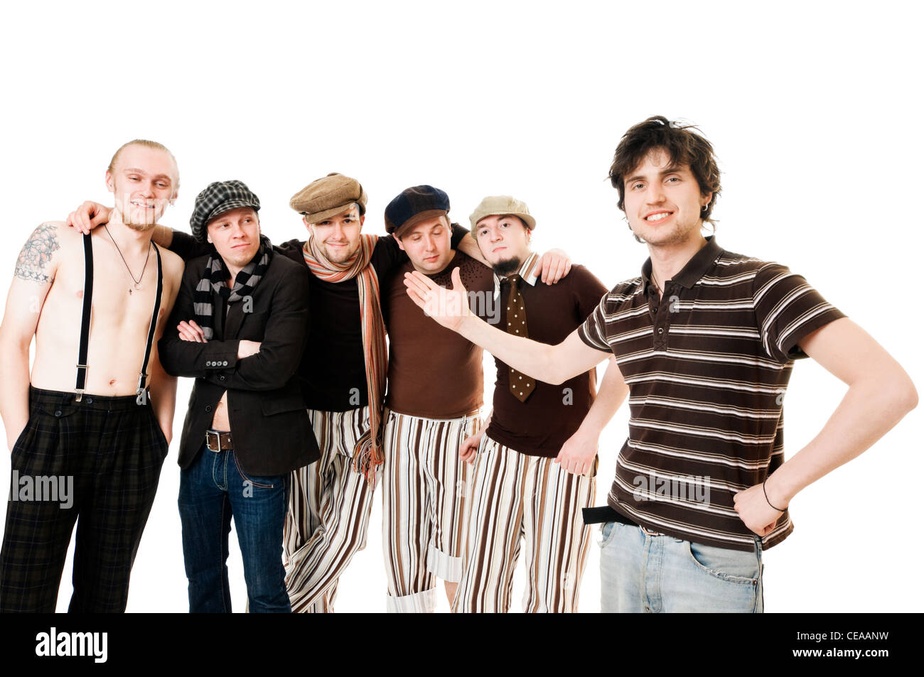 Cool band of young musicians isolated on white background Stock Photo ...