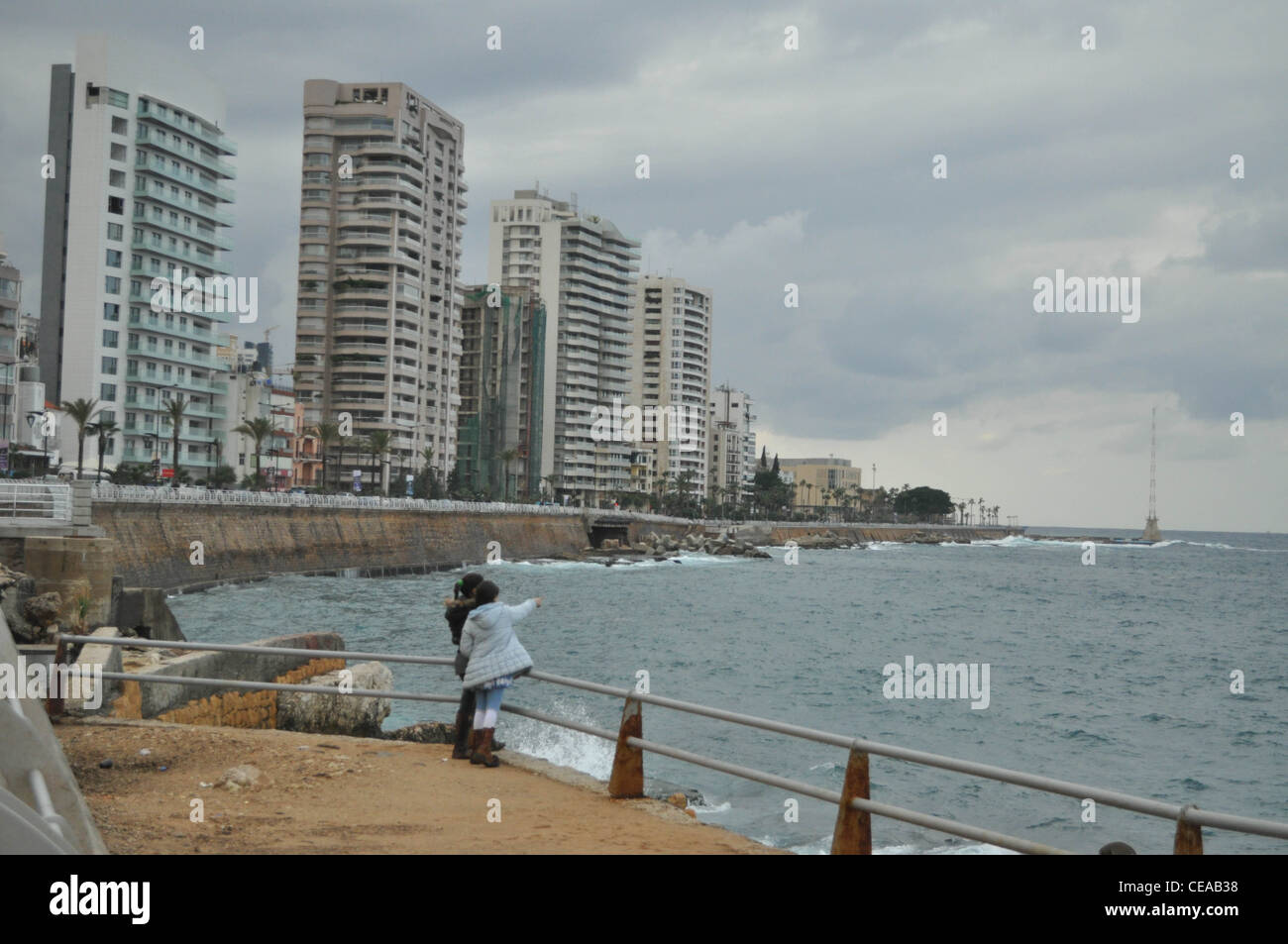 Kids on the corniche, seaside promenade in Beirut Stock Photo - Alamy