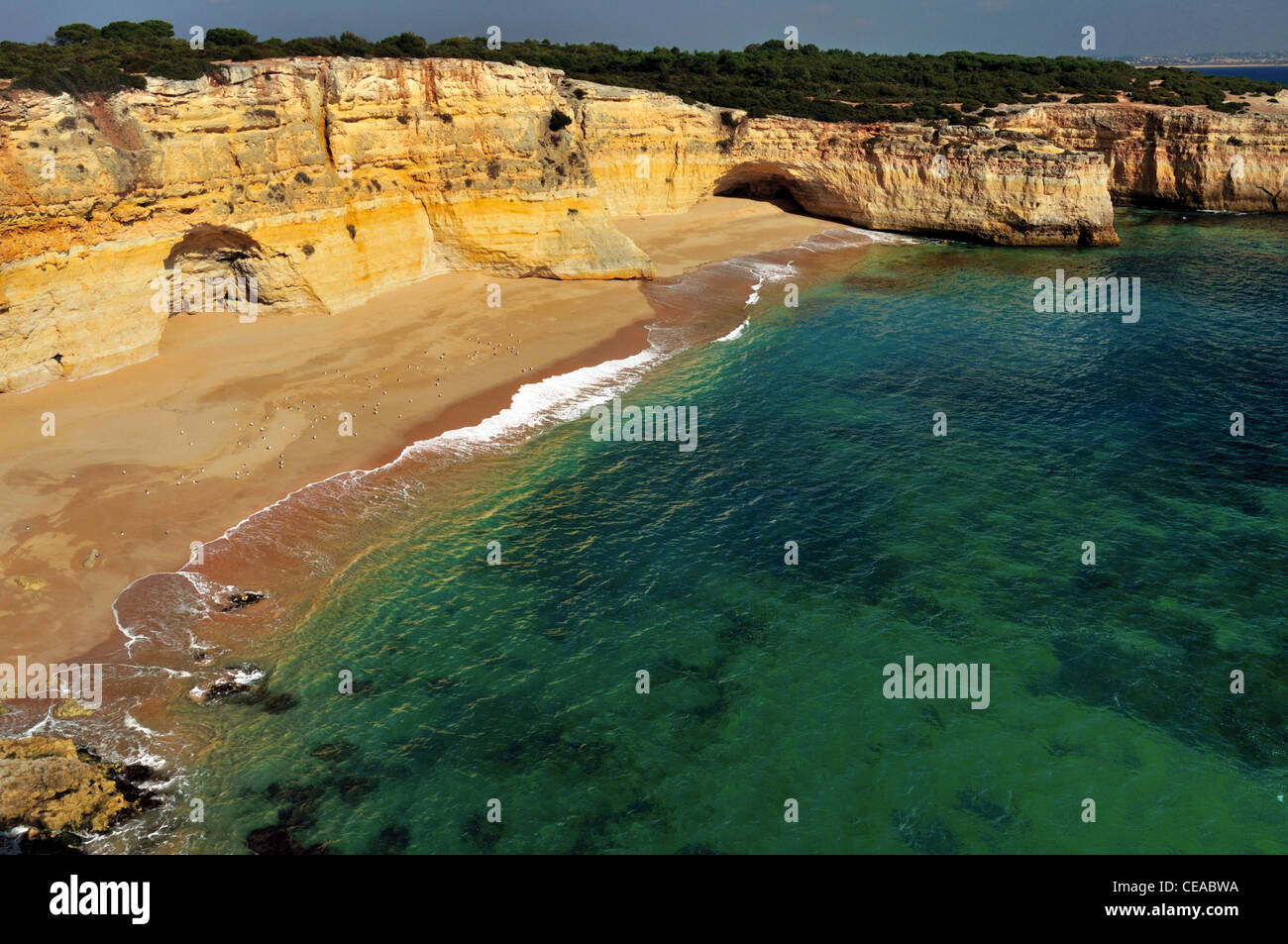 Portugal, Algarve: View to an unspoiled isolated bay with access only ...