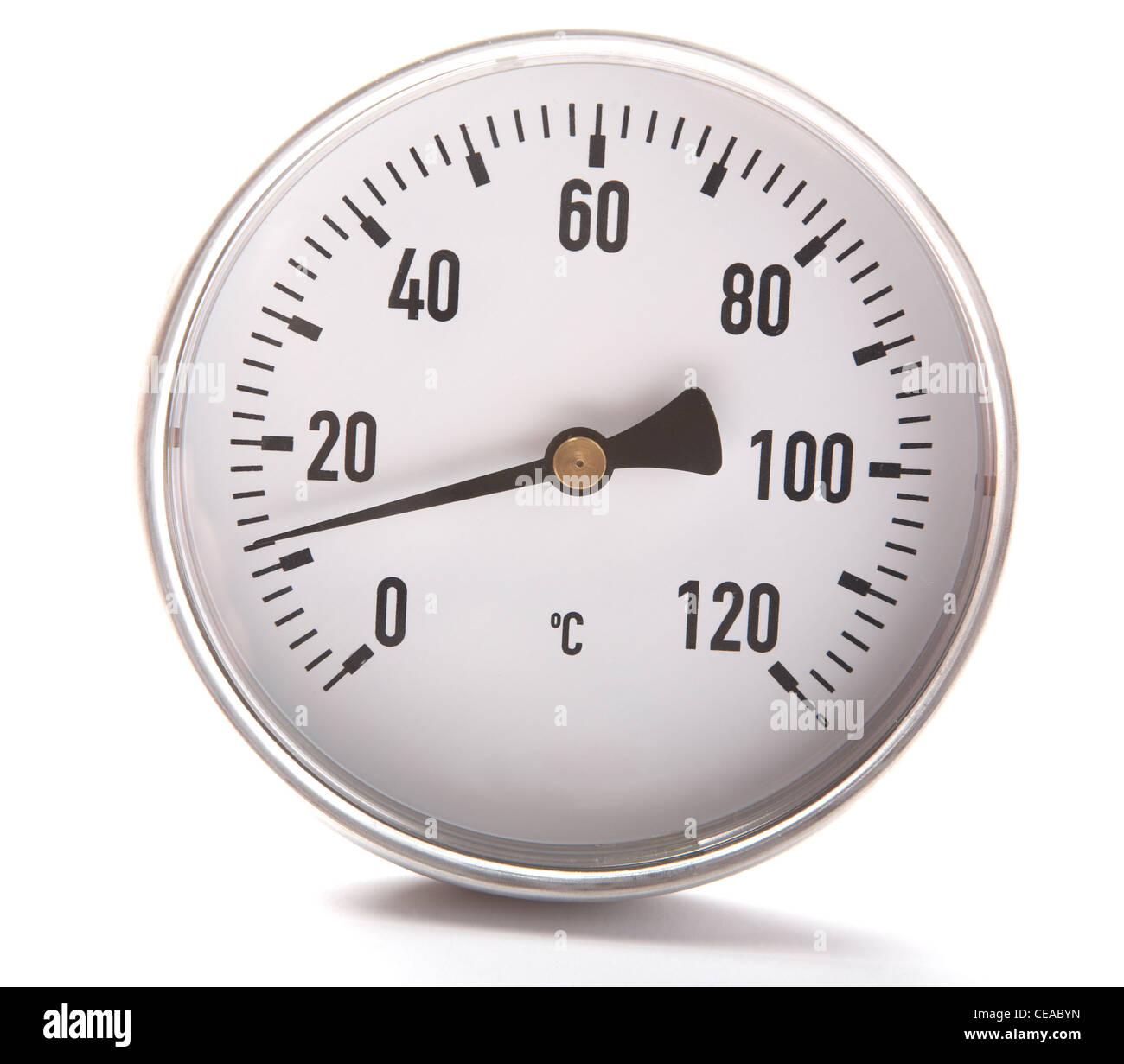 The round thermometer isolated on a white background Stock Photo - Alamy