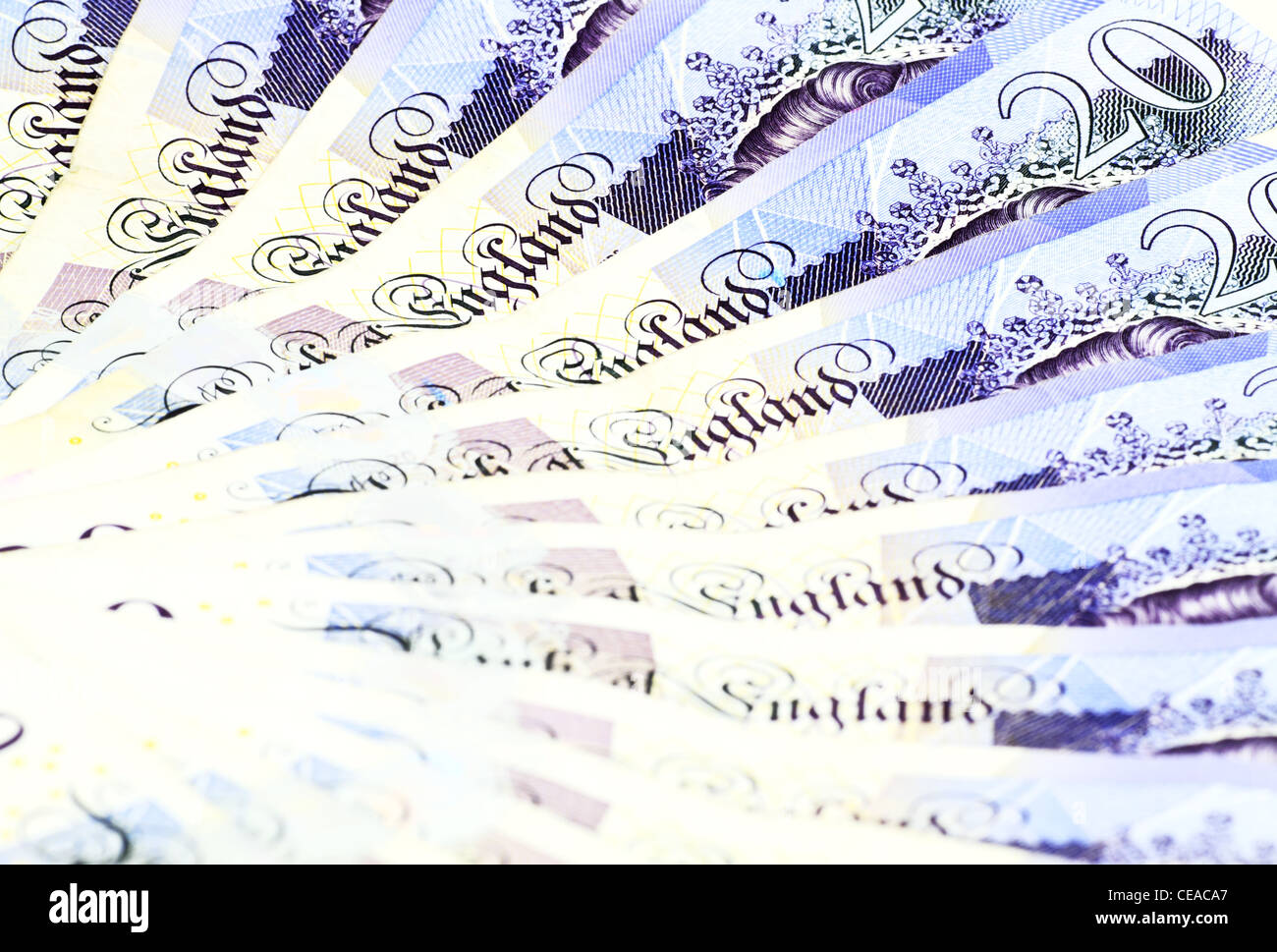 UK British English England Britain twenty pound notes note money ...