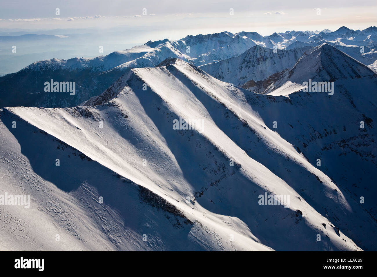 Pirin mountain National park aerial view of Marble Ridge, Vihren Peak ...