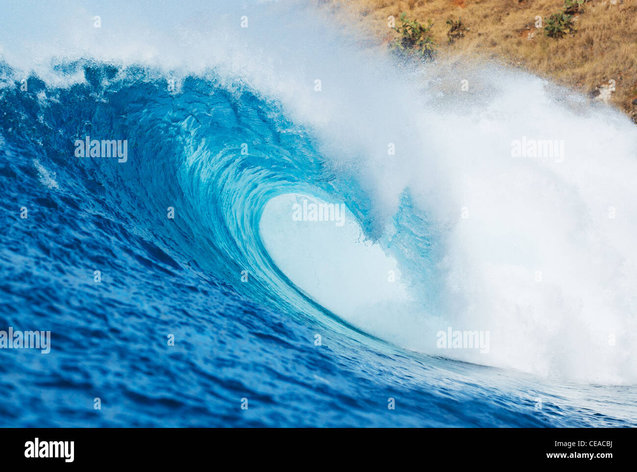 Blue Ocean Wave, View from in the Water a Surfers Perspective Stock ...
