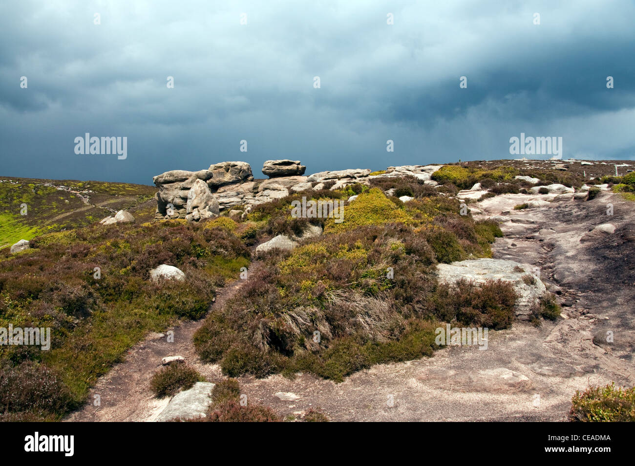 Rock formations at Ringing Roger on Kinder Scout in the Peak District ...