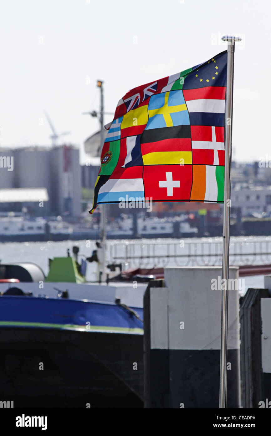 Big flag with the national flags of the countries in the European Union ...