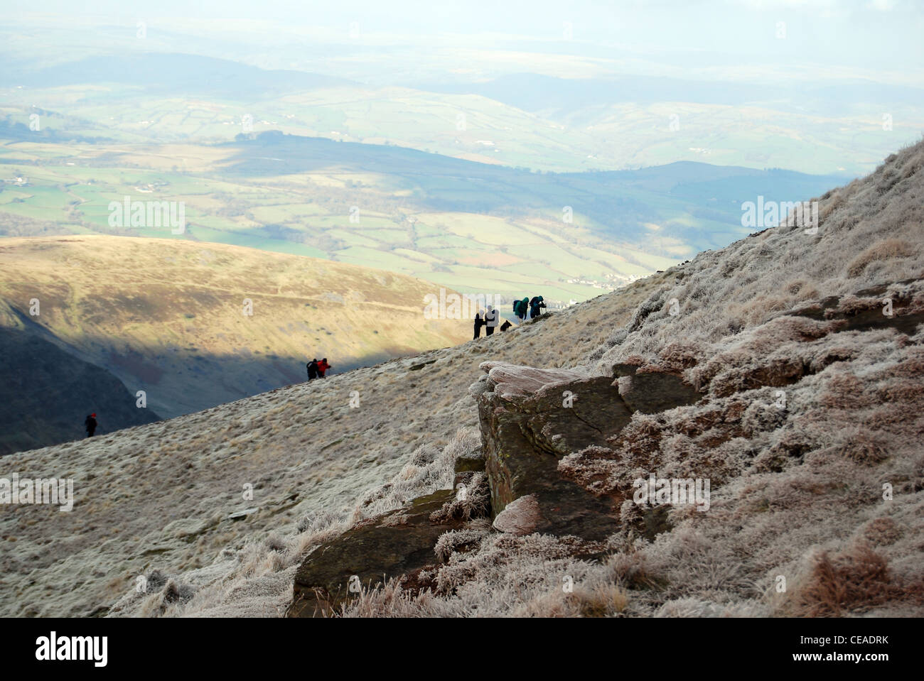 Walkers on Storey arms route up Corn Du taken from the tourist track ...