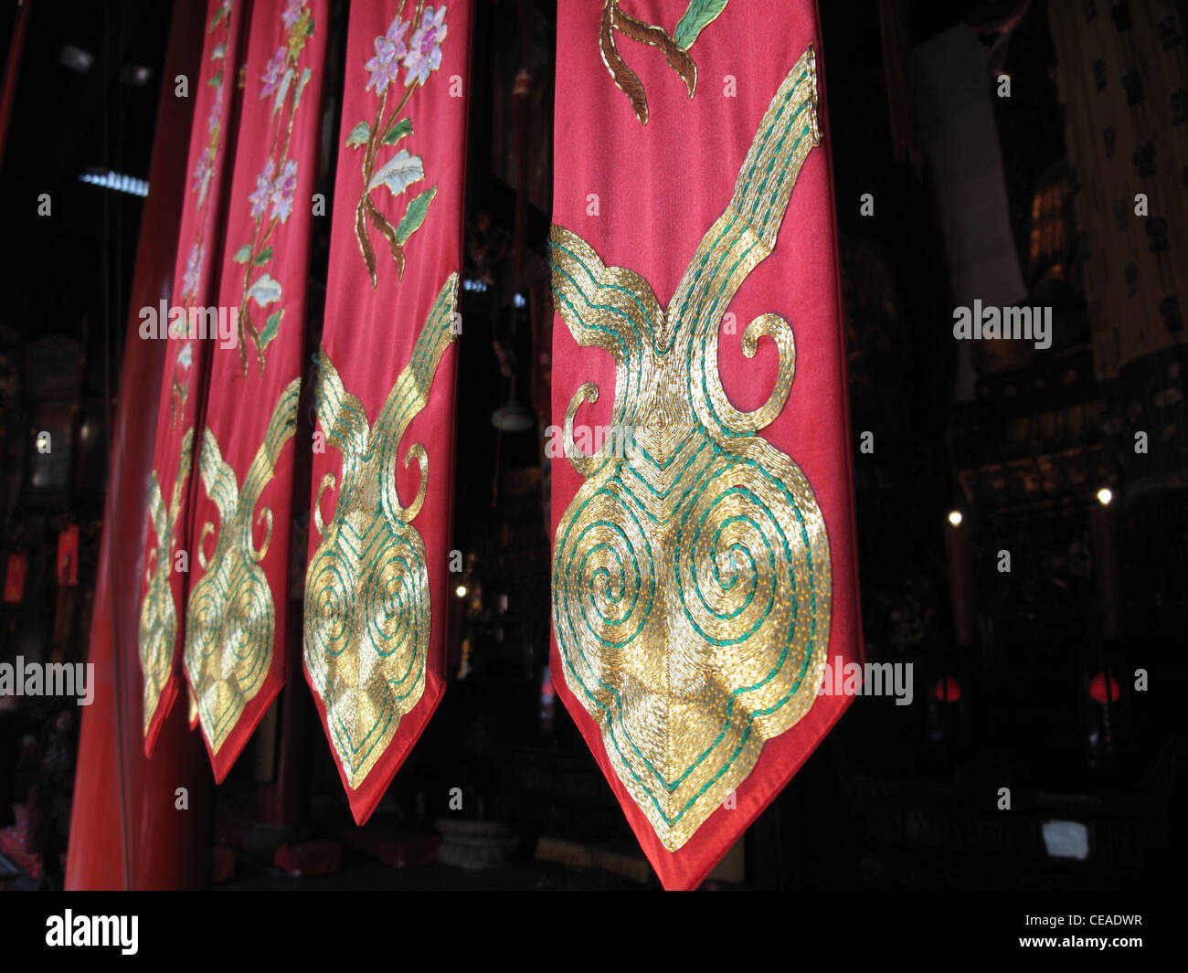 Pennants in a Buddhist temple Stock Photo - Alamy