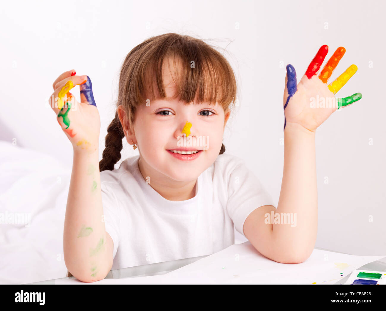 Happy cheerful child drawing brush hi-res stock photography and images ...