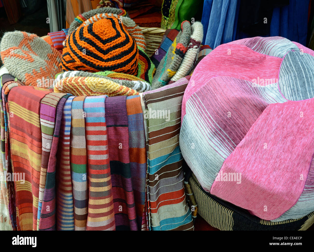 Fabric items for sale, Morocco Stock Photo - Alamy