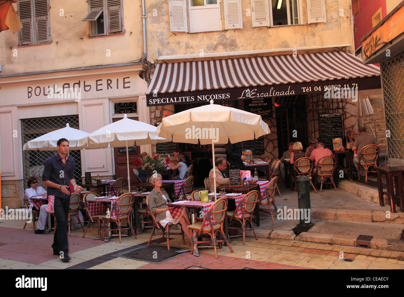 Cafe, Old Town, Vieux Nice, Nice, French Riviera, Alpes Maritimes ...