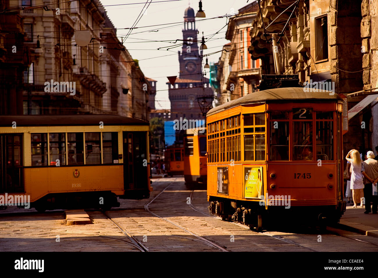trams in the center of milan, italy Stock Photo - Alamy