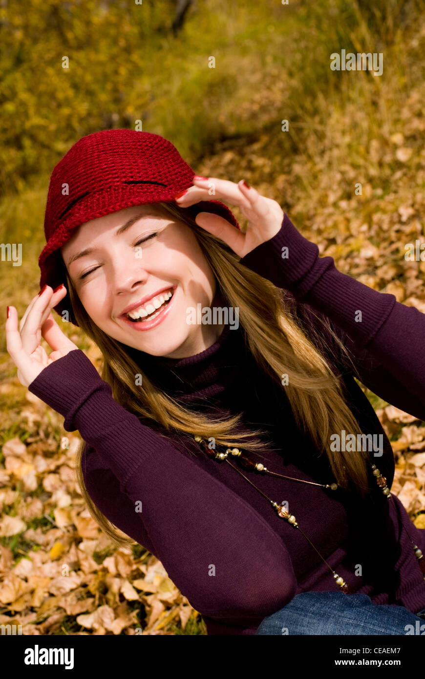 pretty laughing girl in the park Stock Photo - Alamy