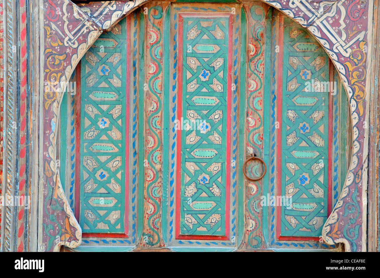 Brightly painted Moroccan door Stock Photo - Alamy