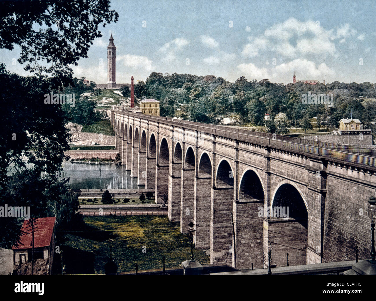 High bridge, (Aqueduct Bridge) New York City, circa 1900 Stock Photo ...