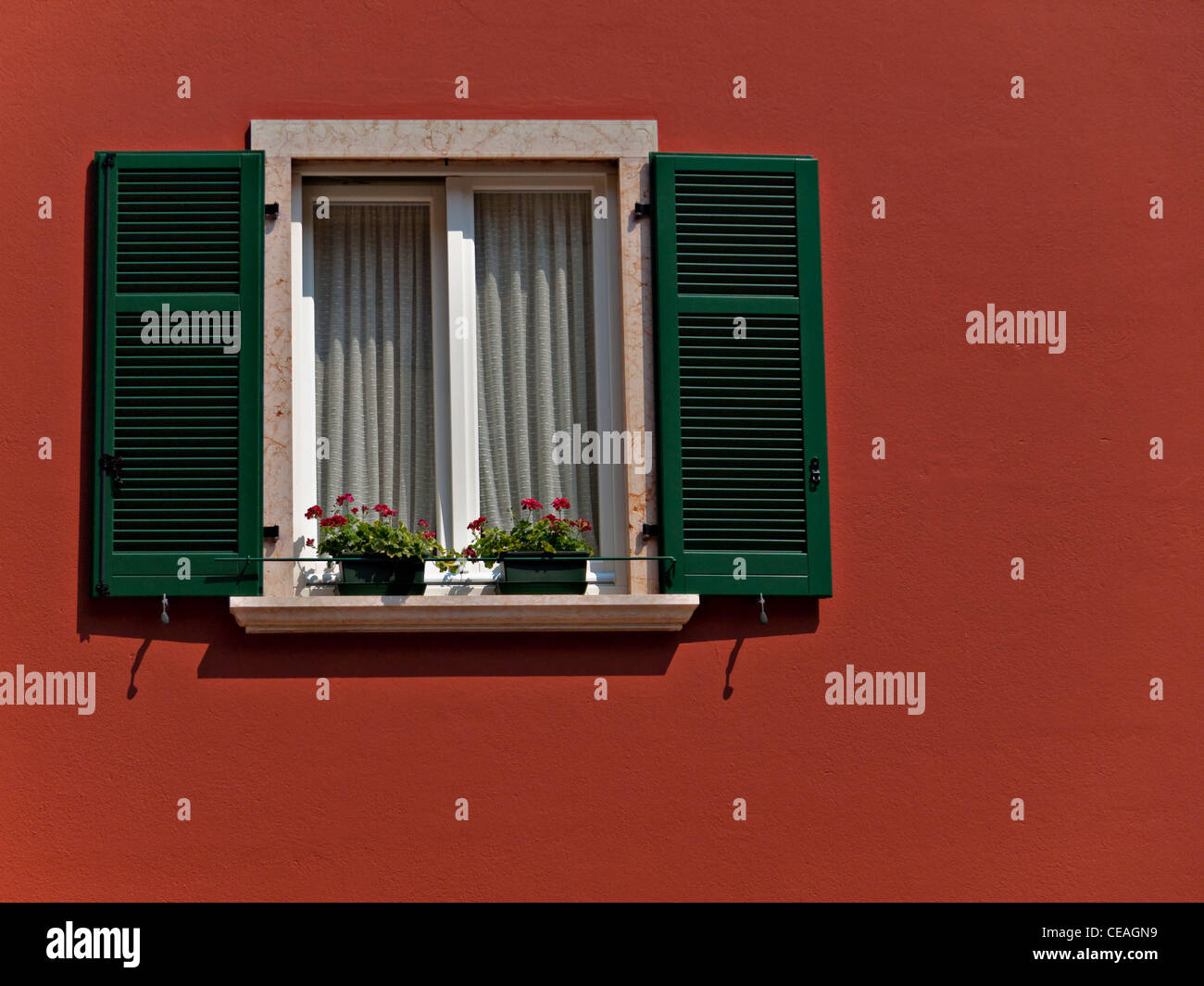 Italian Style Shutters In Old Stock Photos & Italian Style Shutters In ...