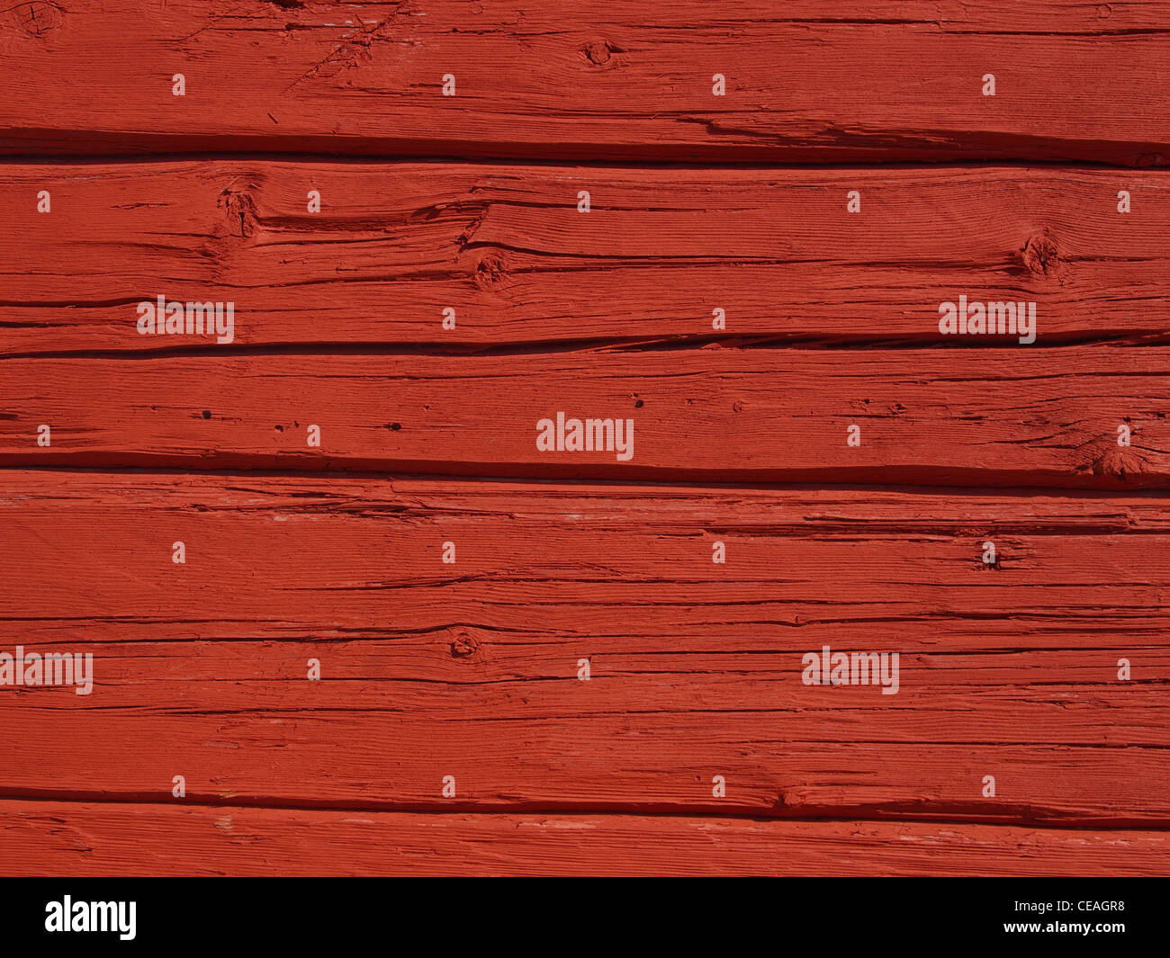 Scandinavian wooden beamed wall painted with traditional falu red paint ...