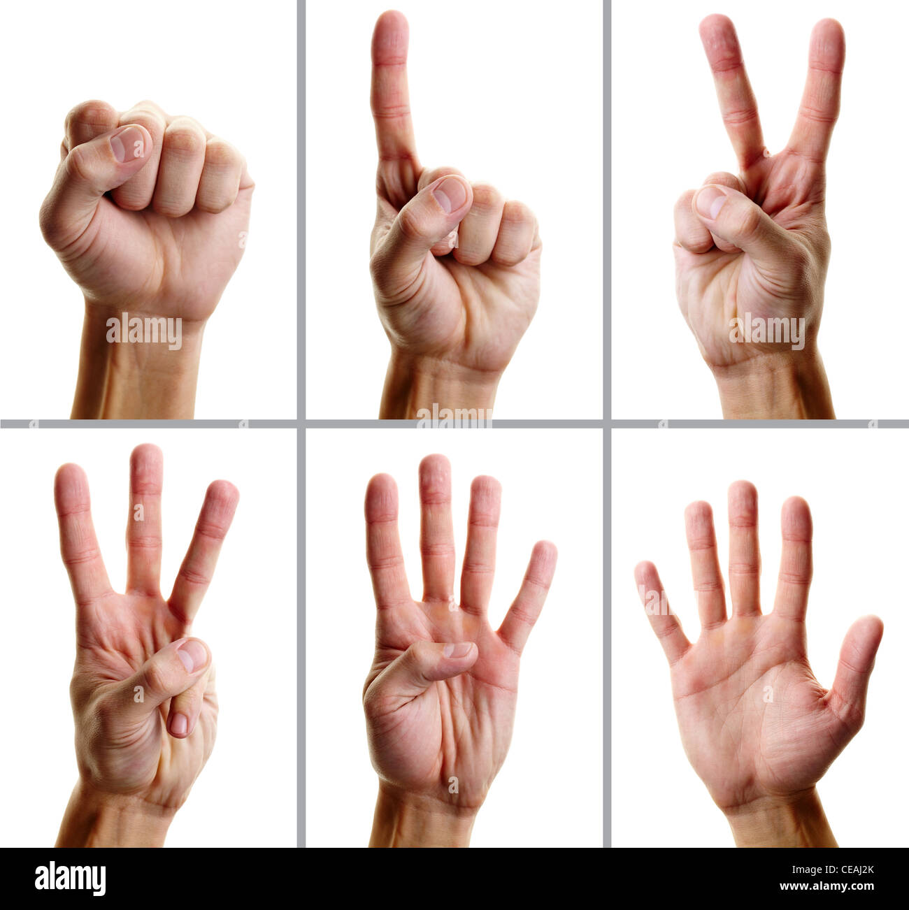 Collage of male hand showing different gestures Stock Photo - Alamy