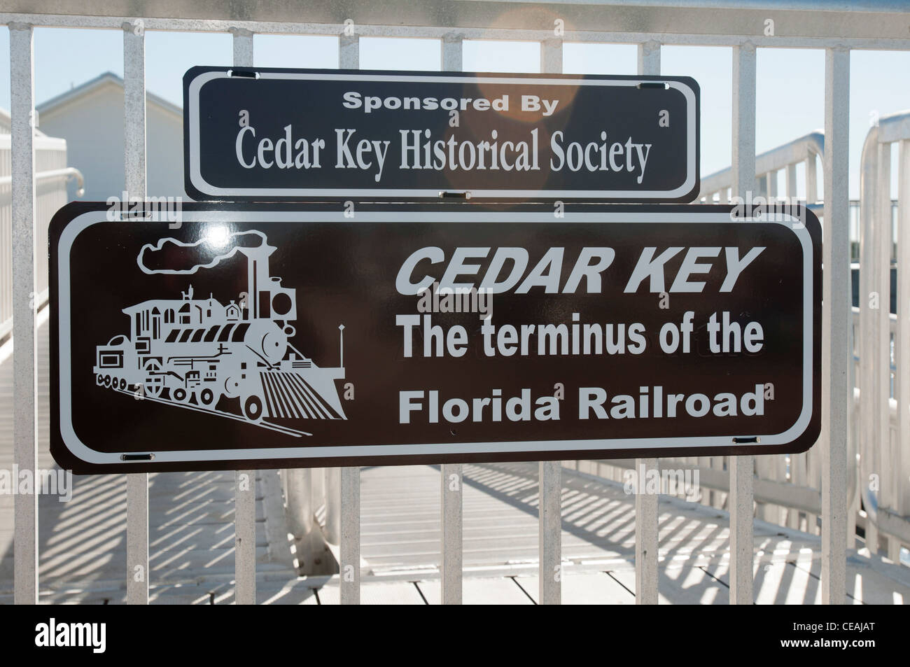 The Terminus of Florida Railroad sign, Cedar Key, Florida, United ...