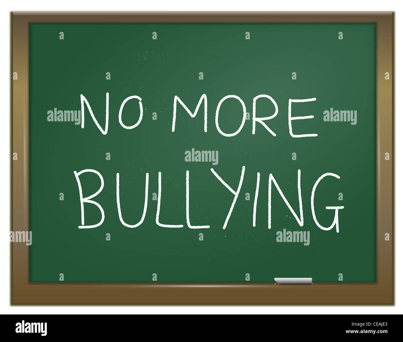 Illustration depicting a green chalk board with the words 'no more ...