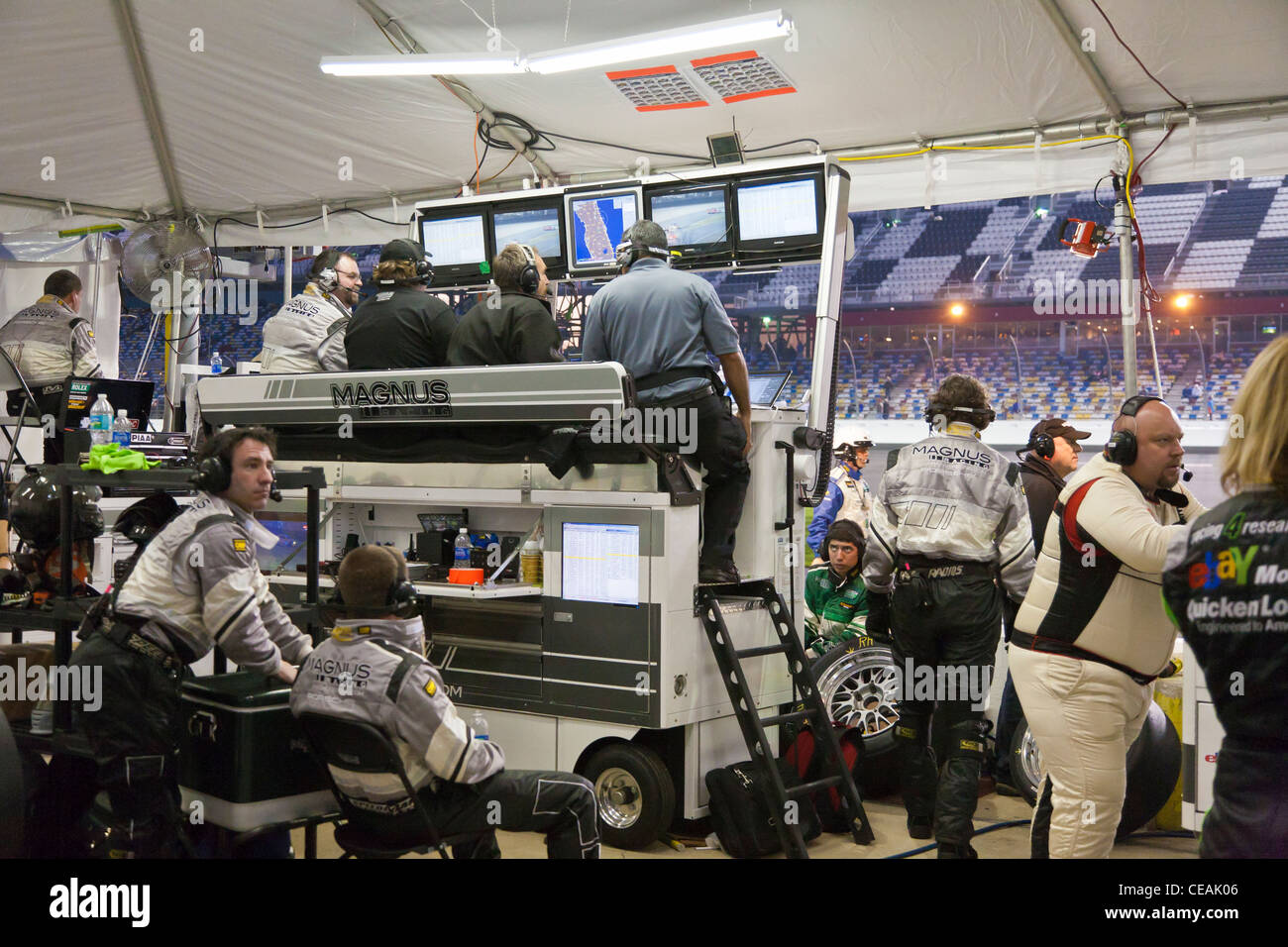 Magnus Racing pit crew during the 2012 Rolex 24 Hours of Daytona at ...