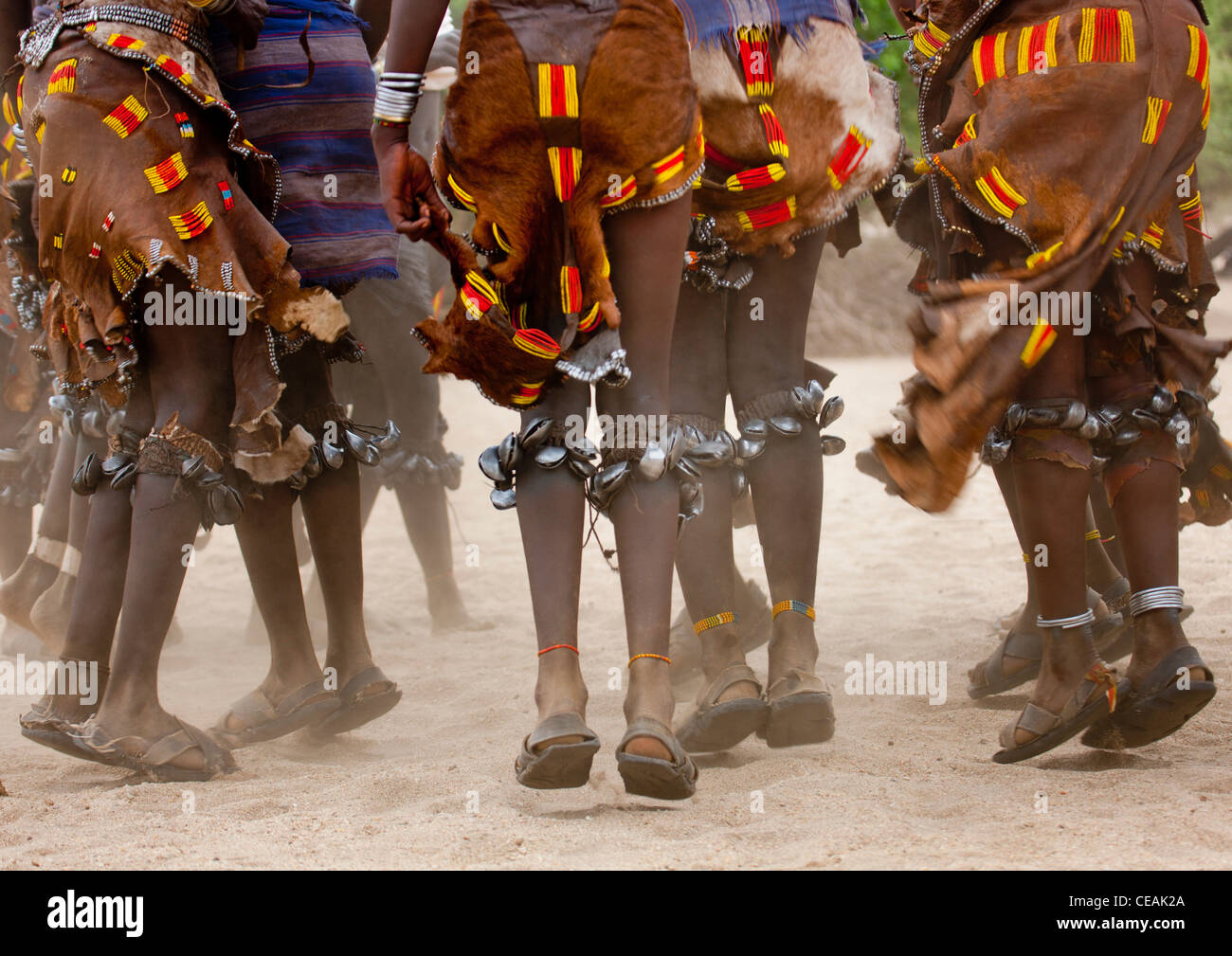 Legs Of Hamer People Dancing Jumping At The Same Time Omo Valley ...