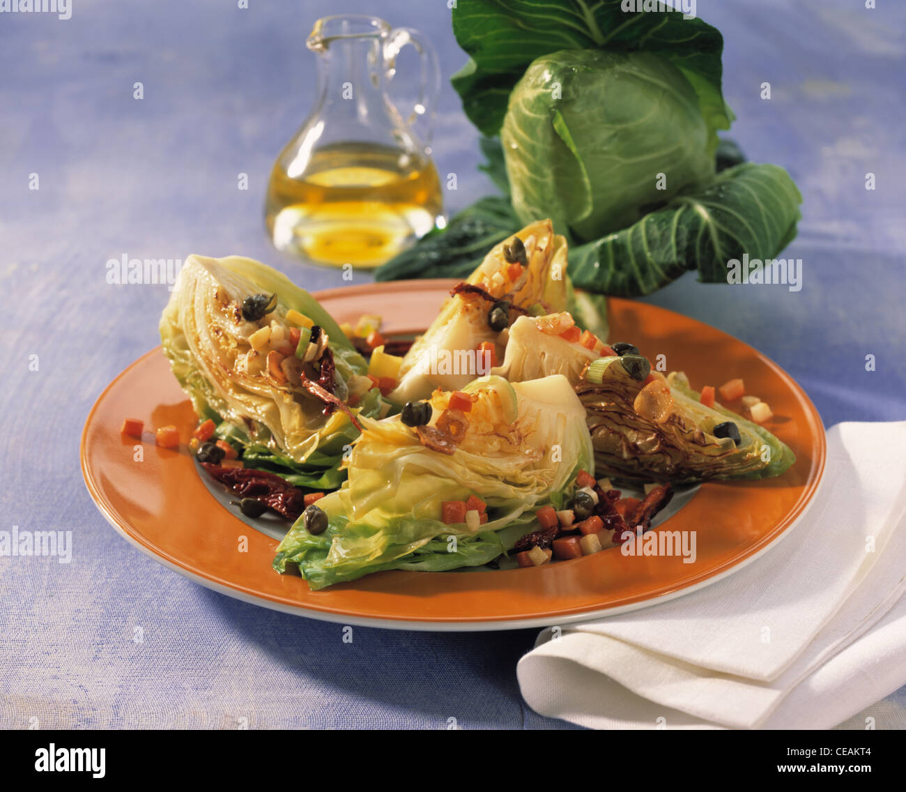 Fried pointed cabbage Stock Photo - Alamy