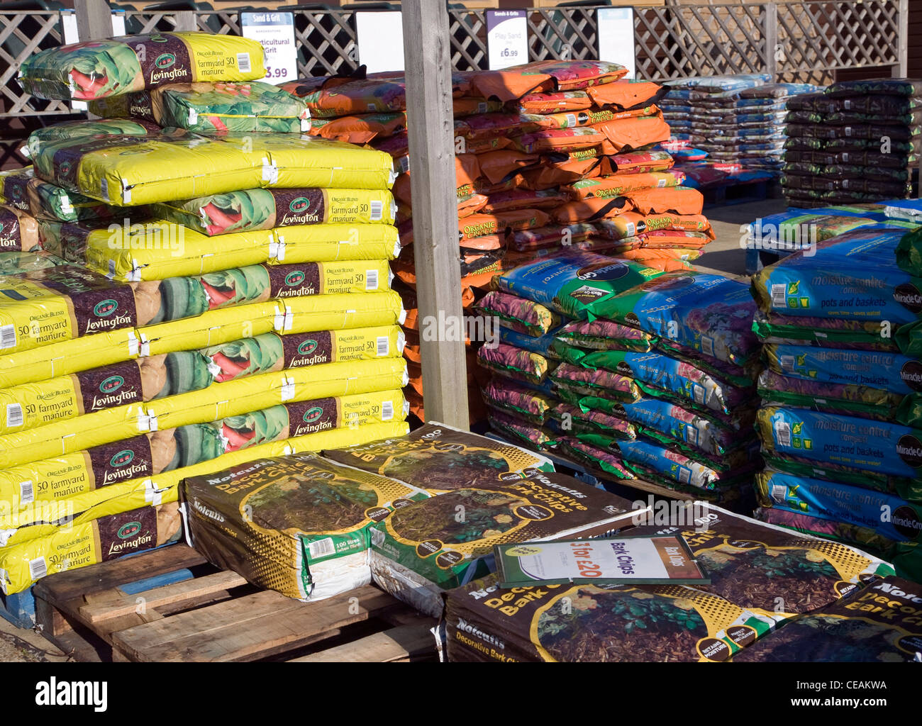 Bags of compost fertilisers Notcutts garden centre Woodbridge Stock ...