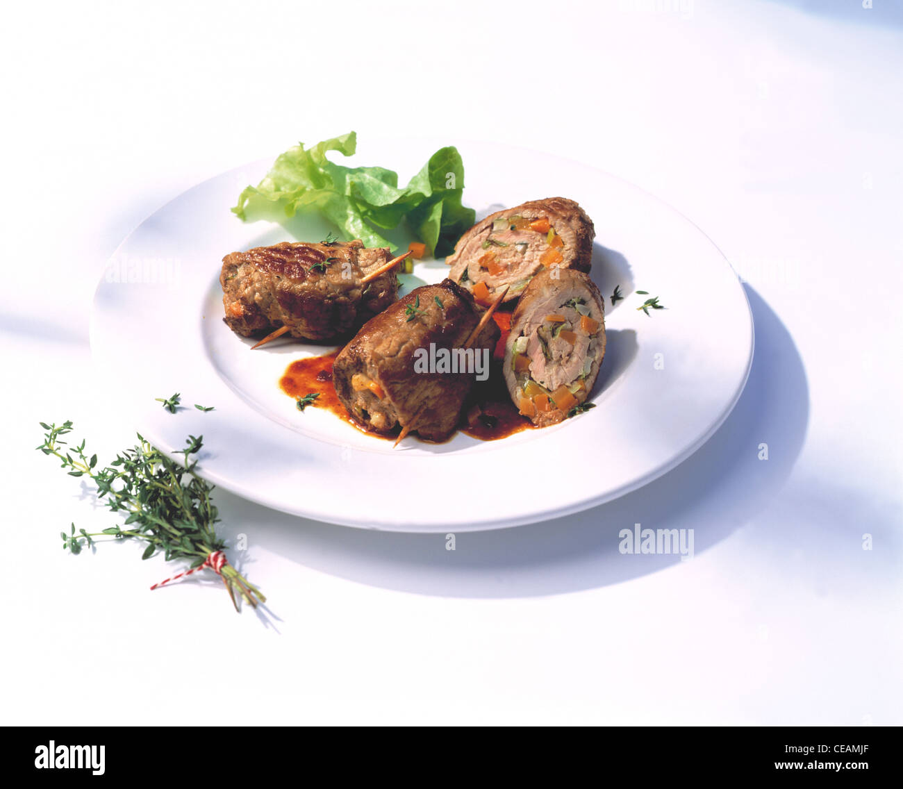 Veal roulade with vegetable filling Stock Photo - Alamy