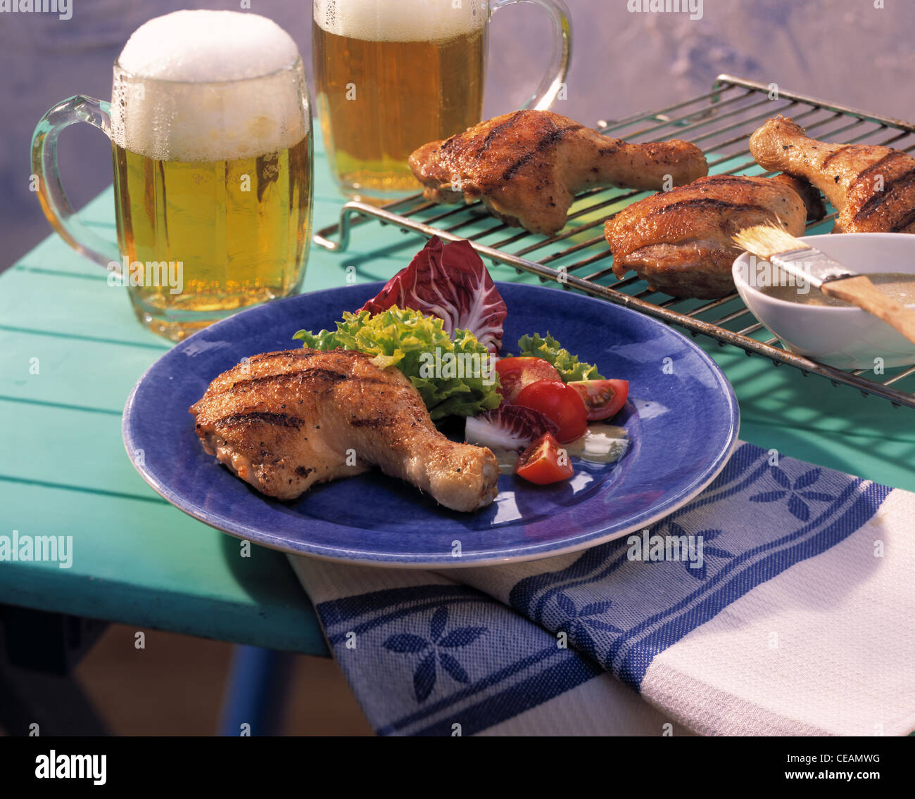 Haunch of chicken with roquefort crust Stock Photo - Alamy