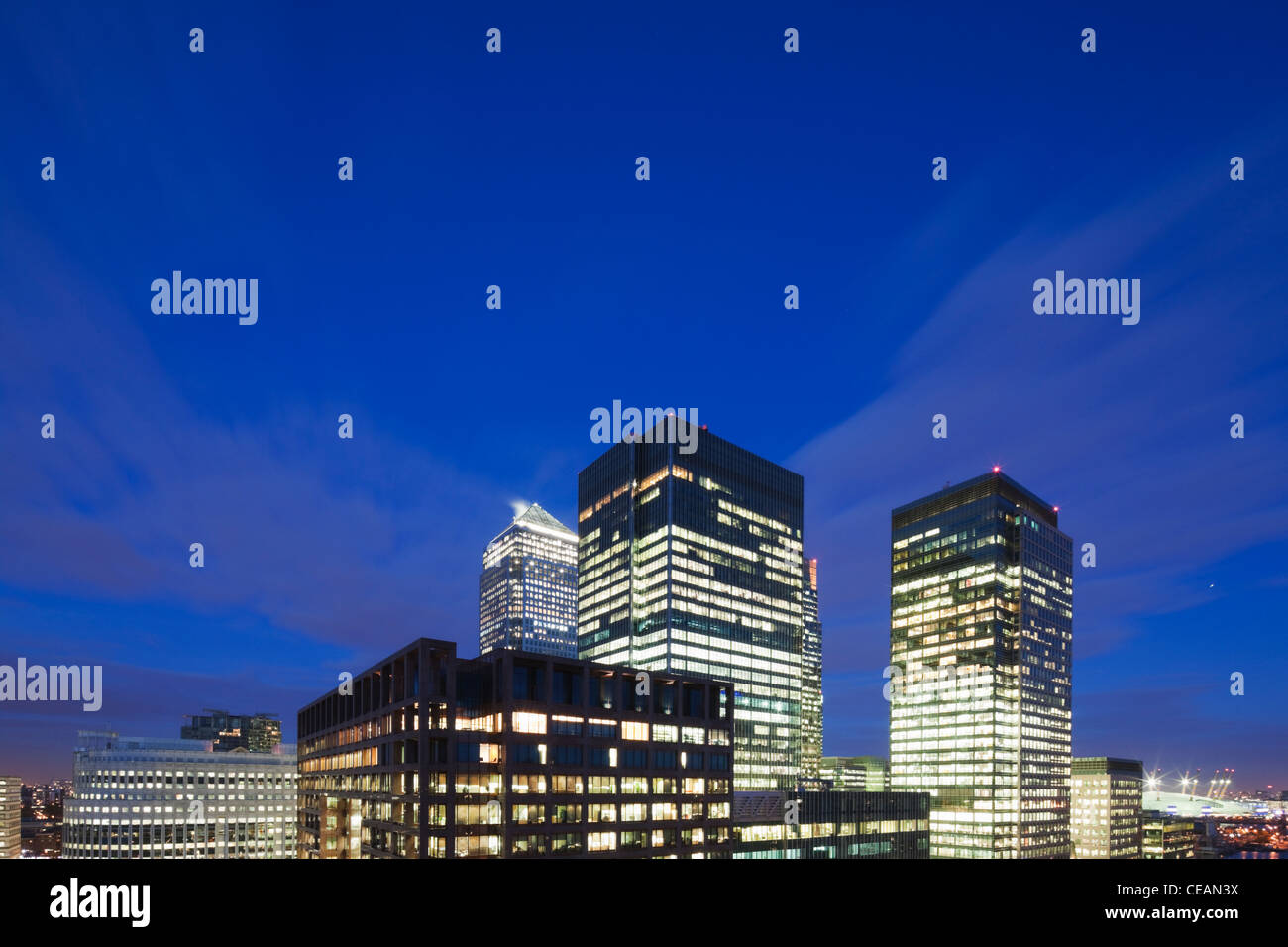 Canary Wharf at dusk; London; England Stock Photo - Alamy