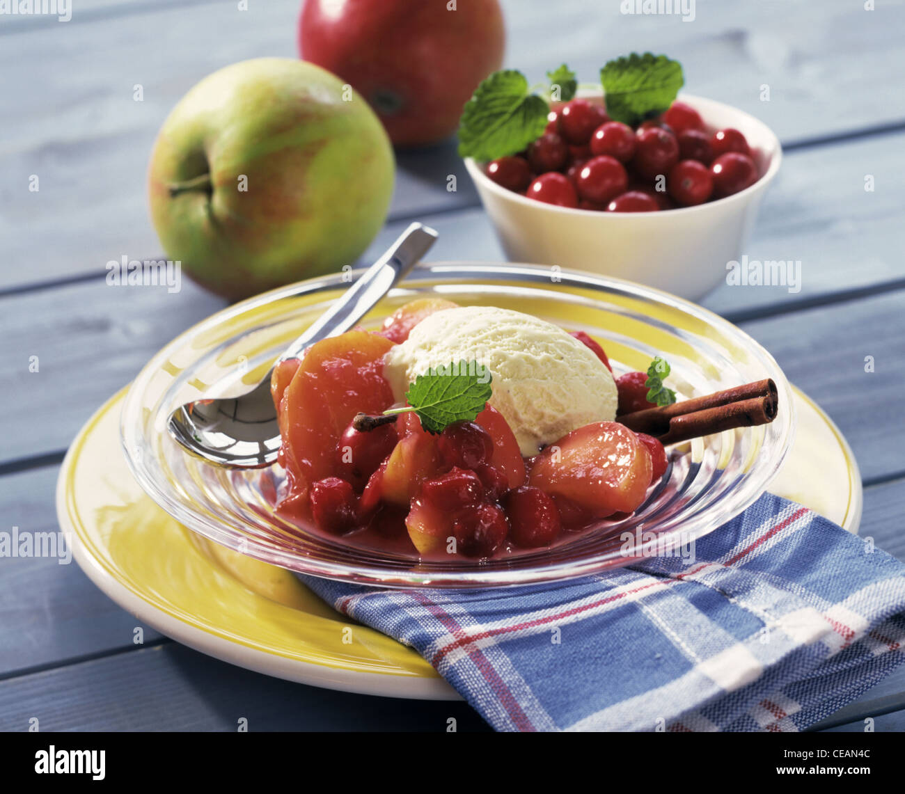 Cranberry - apple sauce with ice cream Stock Photo - Alamy