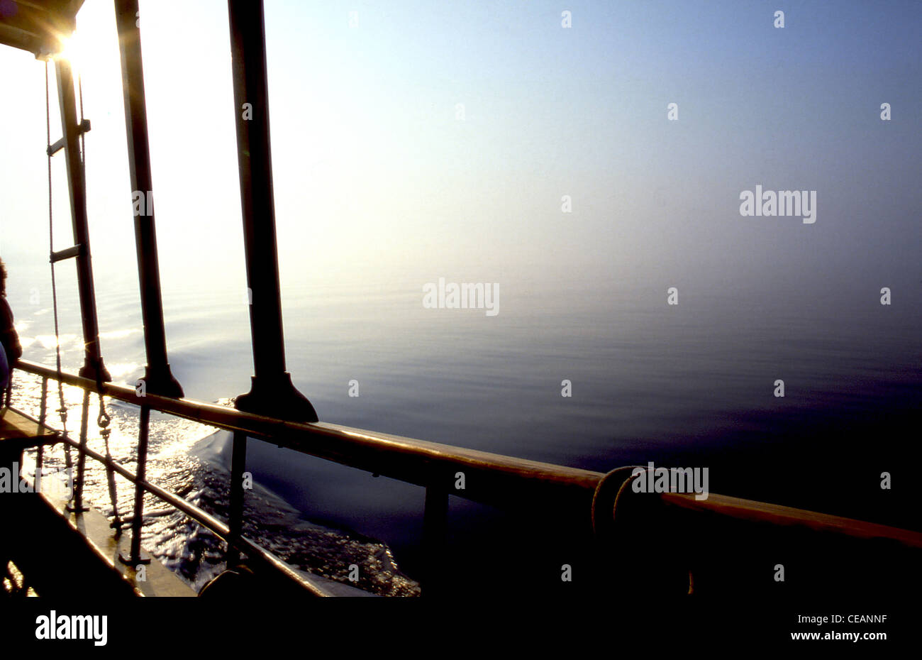 ship sails on the morning sea Stock Photo - Alamy