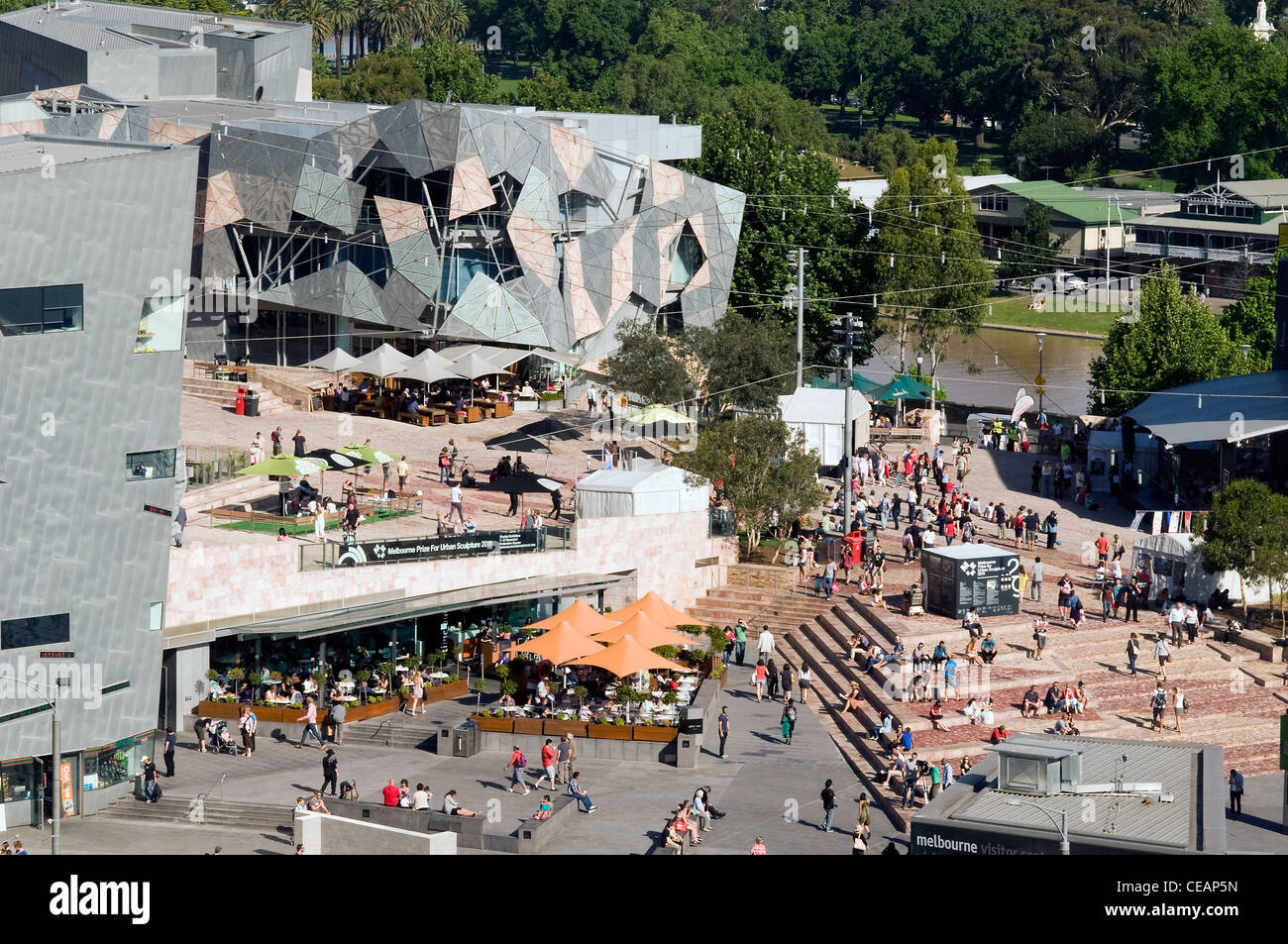 Federation square melbourne aerial hi-res stock photography and images ...