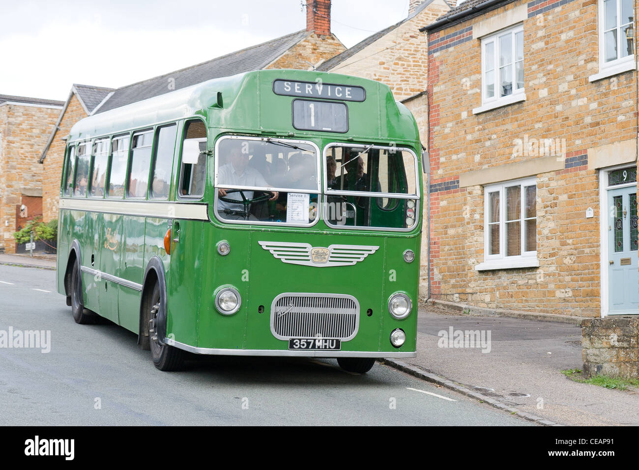 A vintage green bus Stock Photo - Alamy
