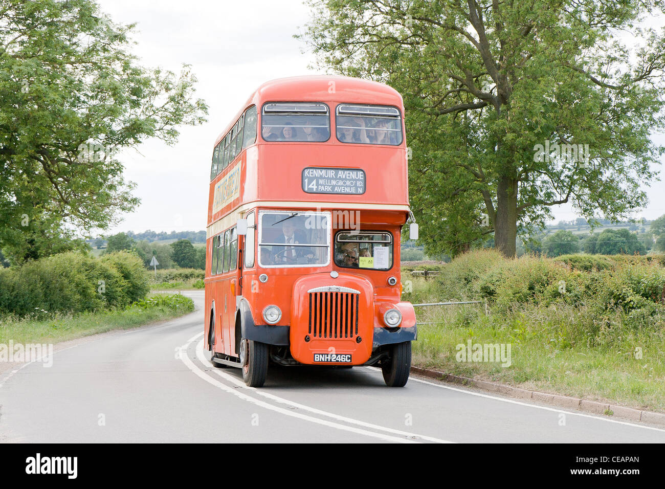 A vintage double decker red bus Stock Photo - Alamy