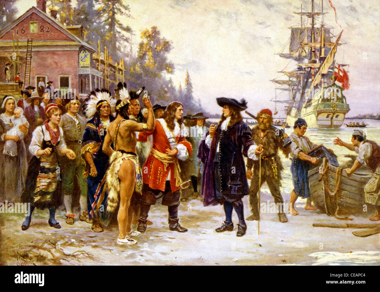 William penn settlers native american history hi-res stock photography ...