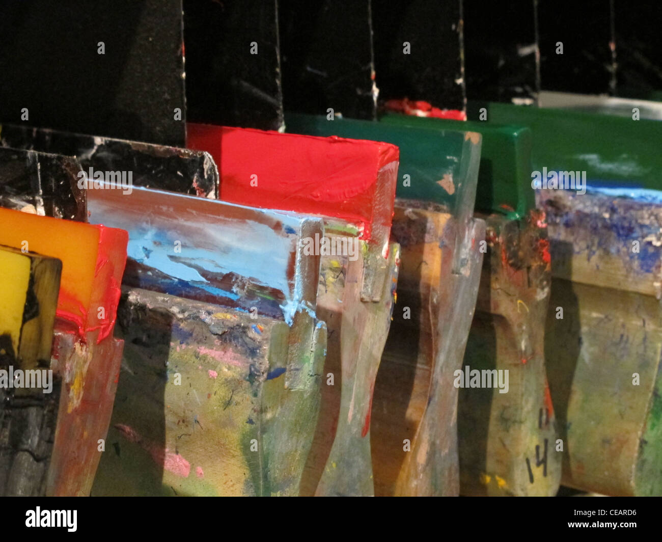squeegees covered in ink Stock Photo - Alamy