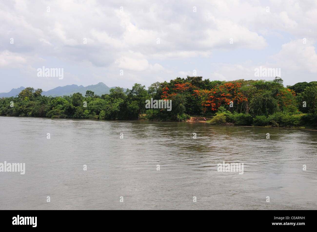 Menam Kwae Yai river from River Kwae Bridge, Kanchanaburi, Thailand ...