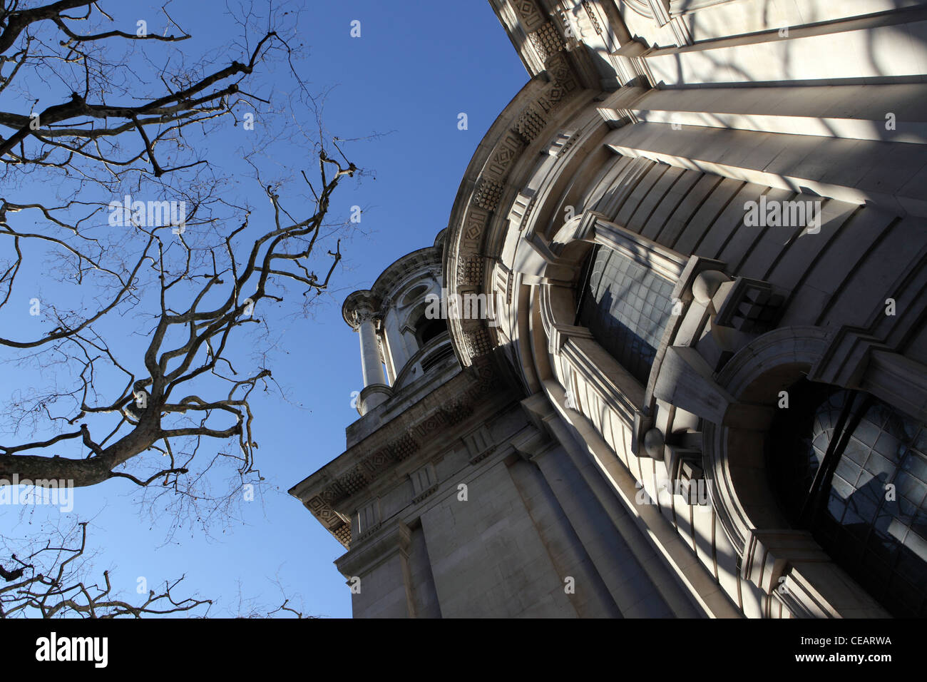 looking-up at architectural detail of St John's Smith Square ...