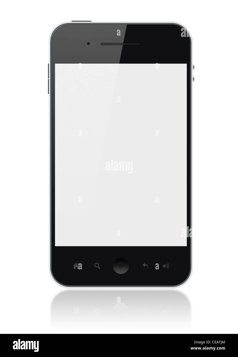 Modern smartphone with blank screen isolated on white. Include clipping ...