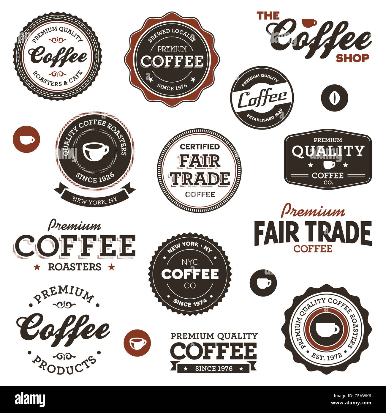 Set of vintage retro coffee badges and labels Stock Photo - Alamy