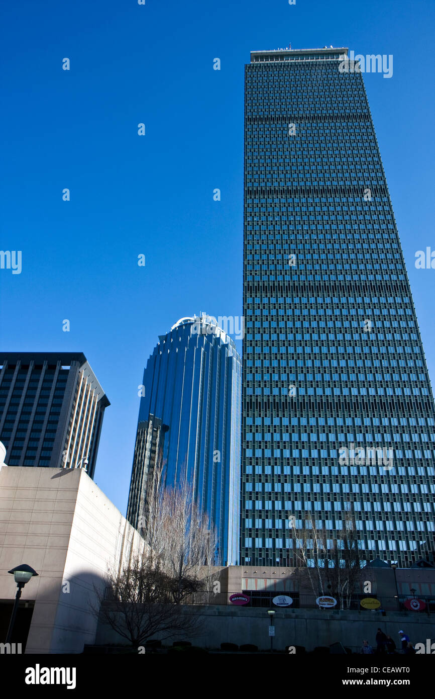 Boston's Prudential building and the architecture around at sunset ...