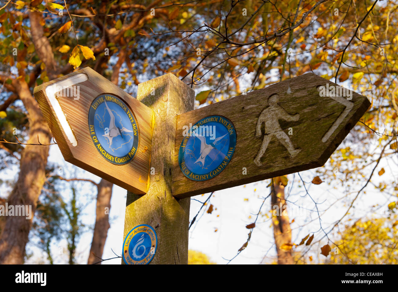 Anglesey Coastal Path sign at Menai Bridge North Wales Uk Stock Photo ...